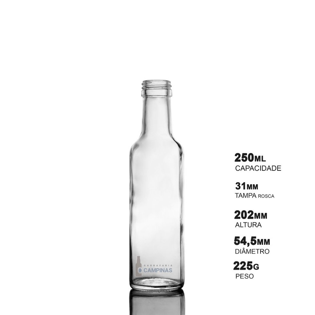 Garrafaria Campinas - cod: cilindrica250 - GARRAFA CILINDRICA 250ML - CAIXA COM 47 UNIDADES